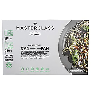 MasterClass Can-to-Pan Ceramic Eco Non-Stick Frying Pan Set, Made from 70% Recycled Aluminium, 20 cm / 28 cm 2-Piece Set,Black
