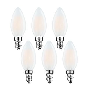 Lamsky E14 LED Bulb European Base 4W LED Chandelier Light Bulbs Dimmable 40W Equivalent,110V 2700K Warm White,Frosted Glass Decorative Bulb,6 Pack