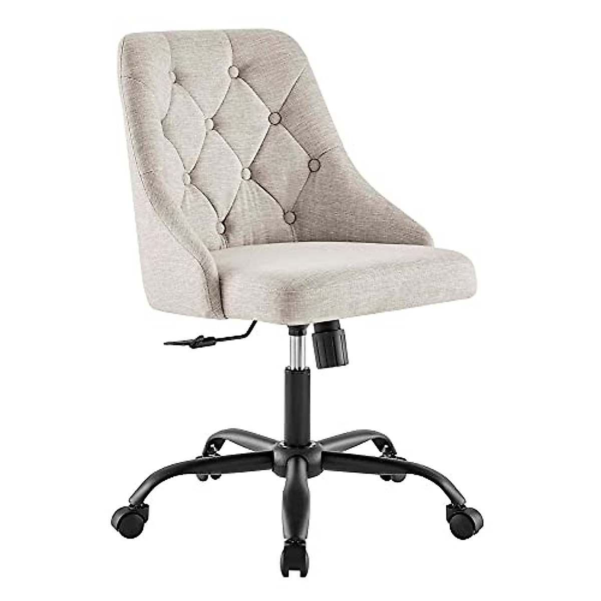 Modway Distinct Tufted Swivel Upholstered Office Chair, Black Beige 23 x 20.5 x 32