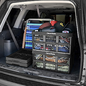CleverMade Collapsible 45L and 62L Plastic Storage Bins (3 Pack Black) - Utility Containers for Organizing, Toy Storage, Garage Storage