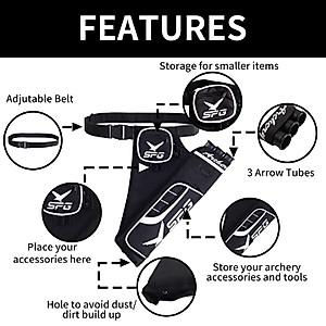 FENJANER Archery 3 Tube Hip Arrow Quiver Practise Shooting Hip Quivers Arrow Holder with Adjustable Waist Belt (Black)