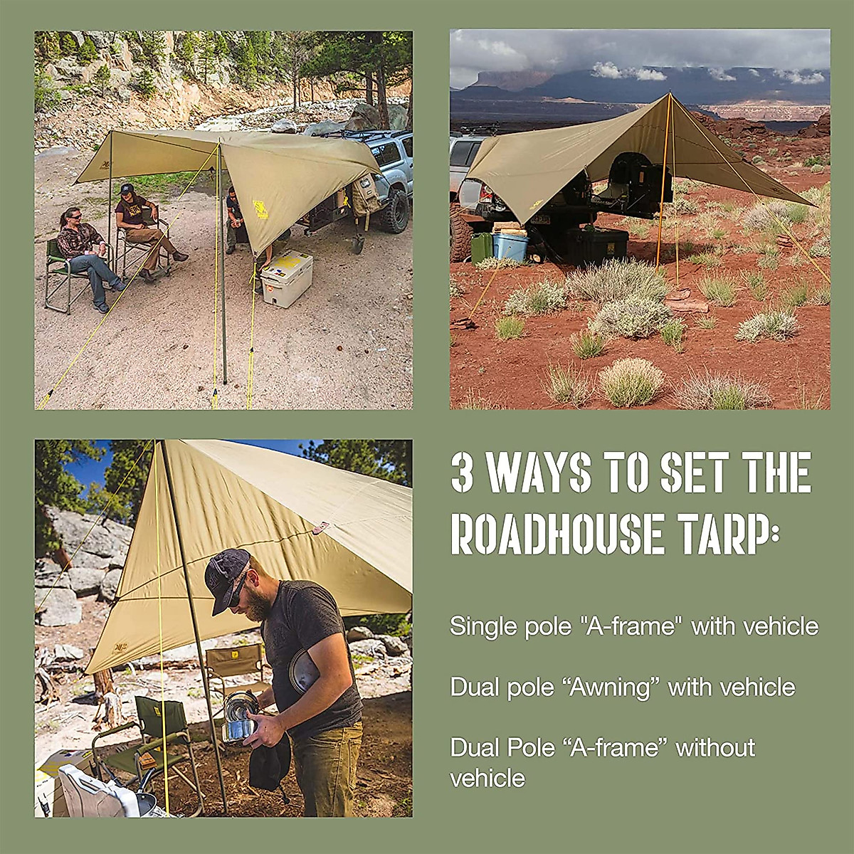 SJK Roadhouse Tarp, Hunting Camping & Overland Shelter Protects from Rain & Sun, Highlander