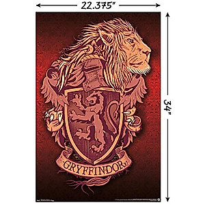 Trends International The Wizarding World: Harry Potter - Gryffindor Lion Crest Wall Poster, 22.375" x 34", Poster & Mount Bundle