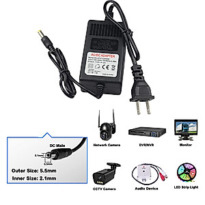 Vanxse Ac 100V-240V to Dc 12v 2000ma 2a CCTV Power Supply Adapter for Home Security Camera Surveillance System