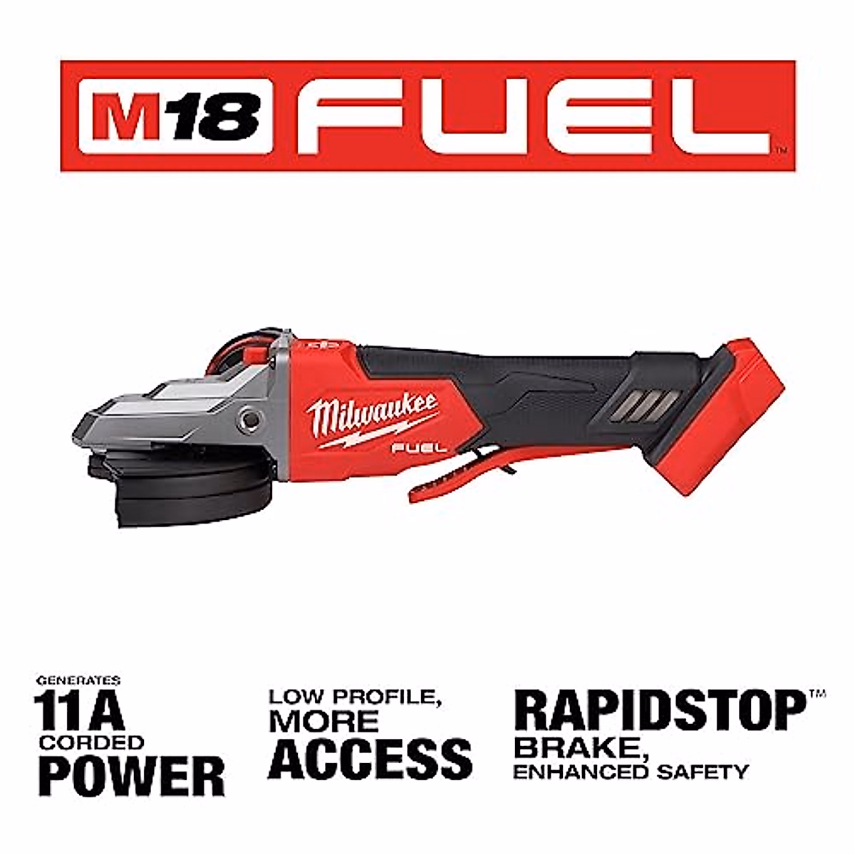 Milwaukee M18 FUEL 18-Volt Lithium-Ion Brushless Cordless 5 in. Flathead Braking Grinder with Paddle Switch No-Lock (Tool-Only)