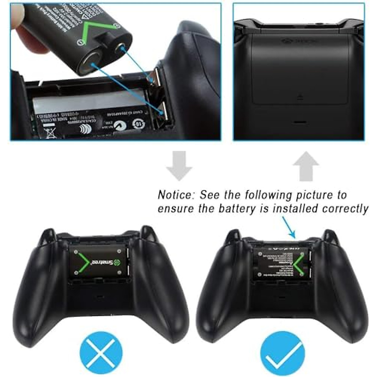 Smatree Xbox One Controller Battery, 4 Pack Rechargeable Battery Compatible with Xbox Series X/S/Xbox One/Xbox One S/Xbox One X/Xbox One Elite Wireless Controller
