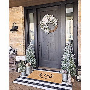 Ckorzen Cotton Buffalo Plaid Rug 3x5 ft Outdoor Black and White Check Rug Retro Lattice Checkered Rugs Reversible Woven Washable Front Porch Rugs for Layered Front Door Mats