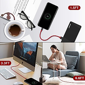 JianHan Reversible Micro USB Cable,[3-Pack] Braided Micro USB Charging Cable for Samsung Galaxy S7 S6 J7 Edge,Note 5,LG G3 G4,Kindle,PS4,Motorola,Android (1.5ft /3.3ft /6.6ft Red)