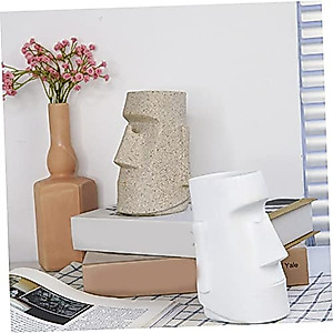 Operitacx Stone Pencil Holder Multifunctional Storage Box Eye Glasses Storage Organizer Pencil Organizer Case Easter Island Stone Pen Holder Desk Pen Organizers Desktop Storage Holder White