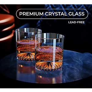 GLORAMA Old Fashioned Whiskey Glasses - Set of 4, 10oz Lead-Free Premium Crystal, Heavy Base Glass for Scotch, Bourbon, Whisky, Cocktails. Elegant Drinkware for Men’s Gifts & Home Bar Essentials