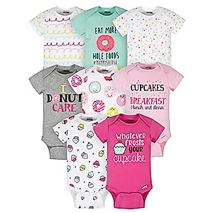Onesies Brand baby girls 8-pack Short Sleeve Mix & Match Bodysuits and Toddler T Shirt Set, Pink Sweet Treats, 0-3 Months US