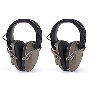 Walker's GWP-RSEM-MFDE Patriot Series Razor Slim Shooting Ear Protection Muffs with NRR 23dB rating, Olive Green (2 Pack)