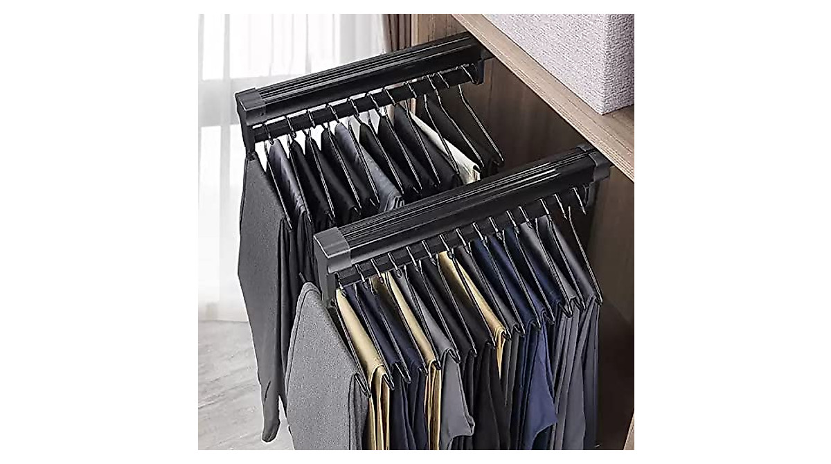 Pull Out Clothes Hanger Rail - Heavy Duty Steel Closet Storage