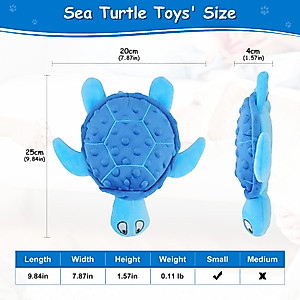 TONYFY Squeaky Sea Turtle Plush Dog Toy - Durable, No Stuffing, Interactive Chew Toy for Small Dogs - Relieve Anxiety, Teething, and Keep Them Busy for Puppy(Blue)