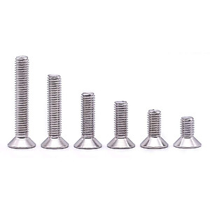 M5-0.8 x 12mm Flat Head Socket Cap Screws, Countersunk Head, DIN7991, Stainless Steel 304 (18-8), Allen Hex Drive, 50 PCS