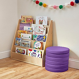 ECR4Kids SoftZone Floor Cushions with Handles, 2" Deluxe Foam, Round, Purple, (6-Pack)