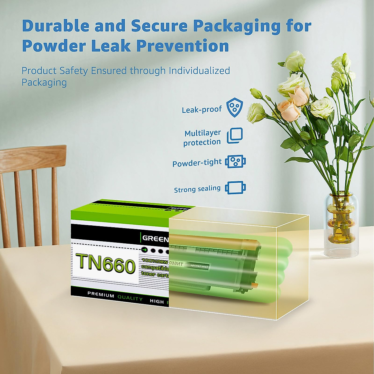 greencycle 1 Pack TN660 TN-660 TN630 TN-630 Black Toner Cartridge Replacement Compatible for Brother MFC-L2700dw MFC-L2740dw DCP-L2540dw HL-L2300D HL-L2380DW HL-L2320D DCP-L2540DW Laser Printer