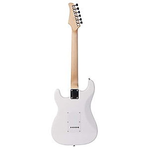 39 Inch Rosewood Fingerboard Electric Guitar,Electric Guitar Beginner Kit Solid Body Full Size Pick Up for Starter, with Bag, Picks, Capo, Strap, Cord,Allen Wrench, Tremolo Arm (White)