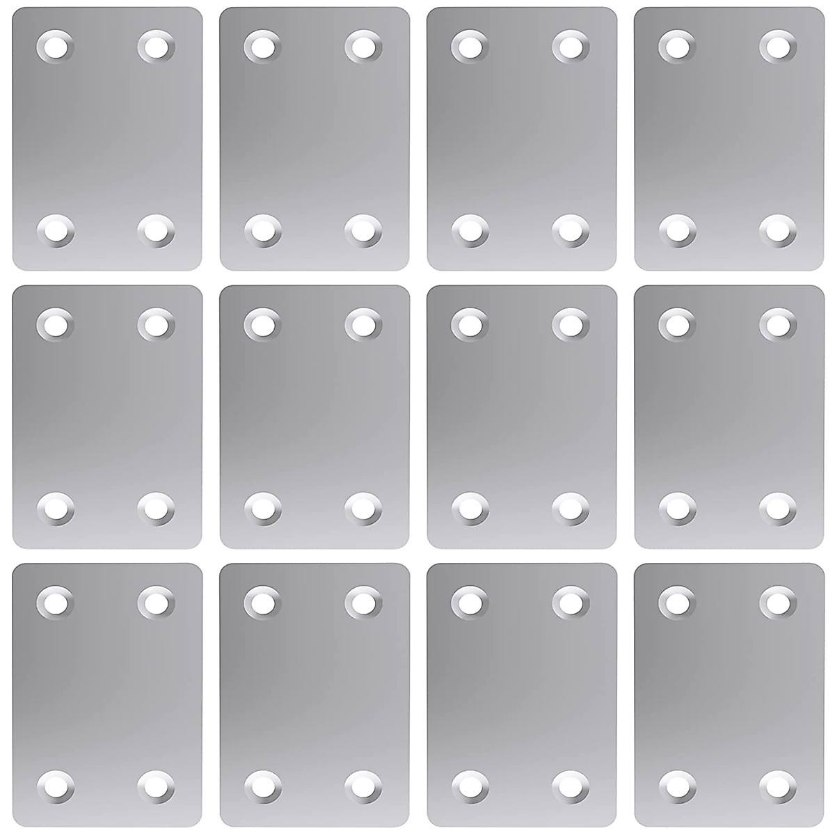 2.4 x 1.5 Inch Metal Flat Straight Mending Plates Fixing Corner Brace with Screws for Furniture, Wood, Shelves, Cabinet, 12 Pcs