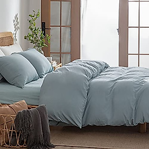 Blue King Duvet Cover King Size Duvet Cover Set for All Seasons, 100% Washed Microfiber 3 Pcs Home Duvet Covers King Size with Zipper Closure & Corner Ties, 1 Duvet Cover & 2 Pillowcases (Blue, King)