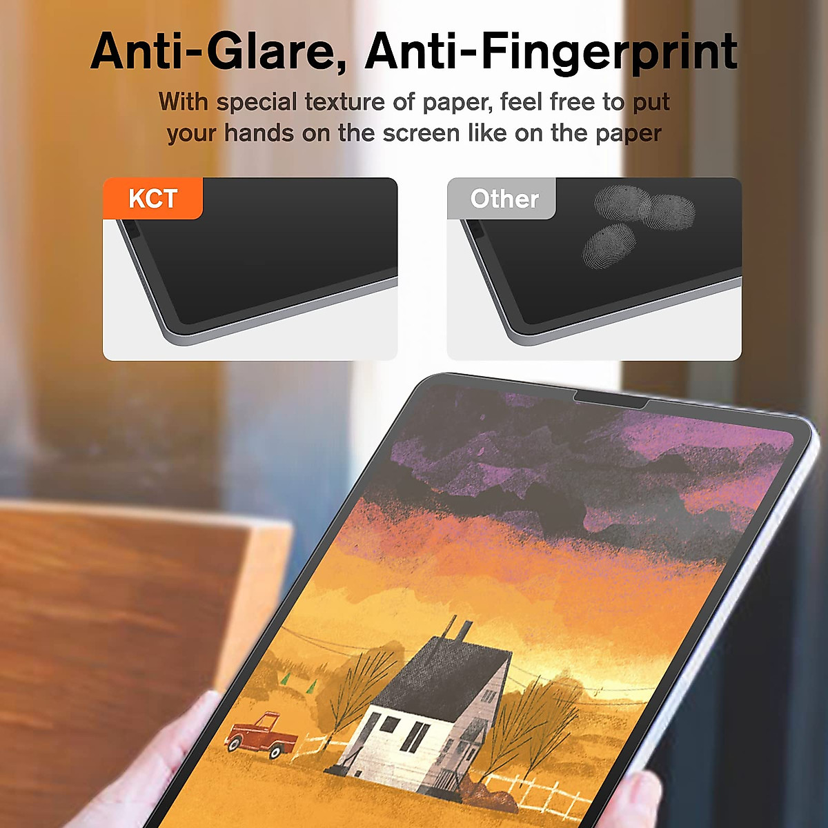 KCT Paperfeel Glass Screen Protector Compatible with iPad Pro 12.9 6th/5th/4th/3rd Generation (2022&2021&2020&2018), Matte Surface, Tempered Glass, EZ Kit