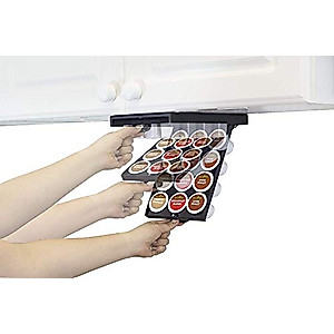 PERFECT POD EZ-Shelf Under Shelf Storage for K Cups, Coffee Holder Compatible with Keurig K Cup Coffee Pods, Space-Saving Under Counter Cabinet Coffee Pod Holder