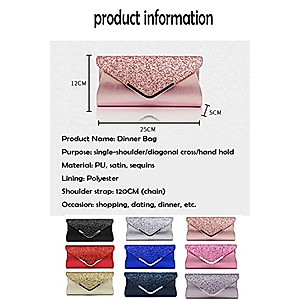 Shiny sequins wedding party clutch bag handbag purse shoulder bag woman (Navy blue)