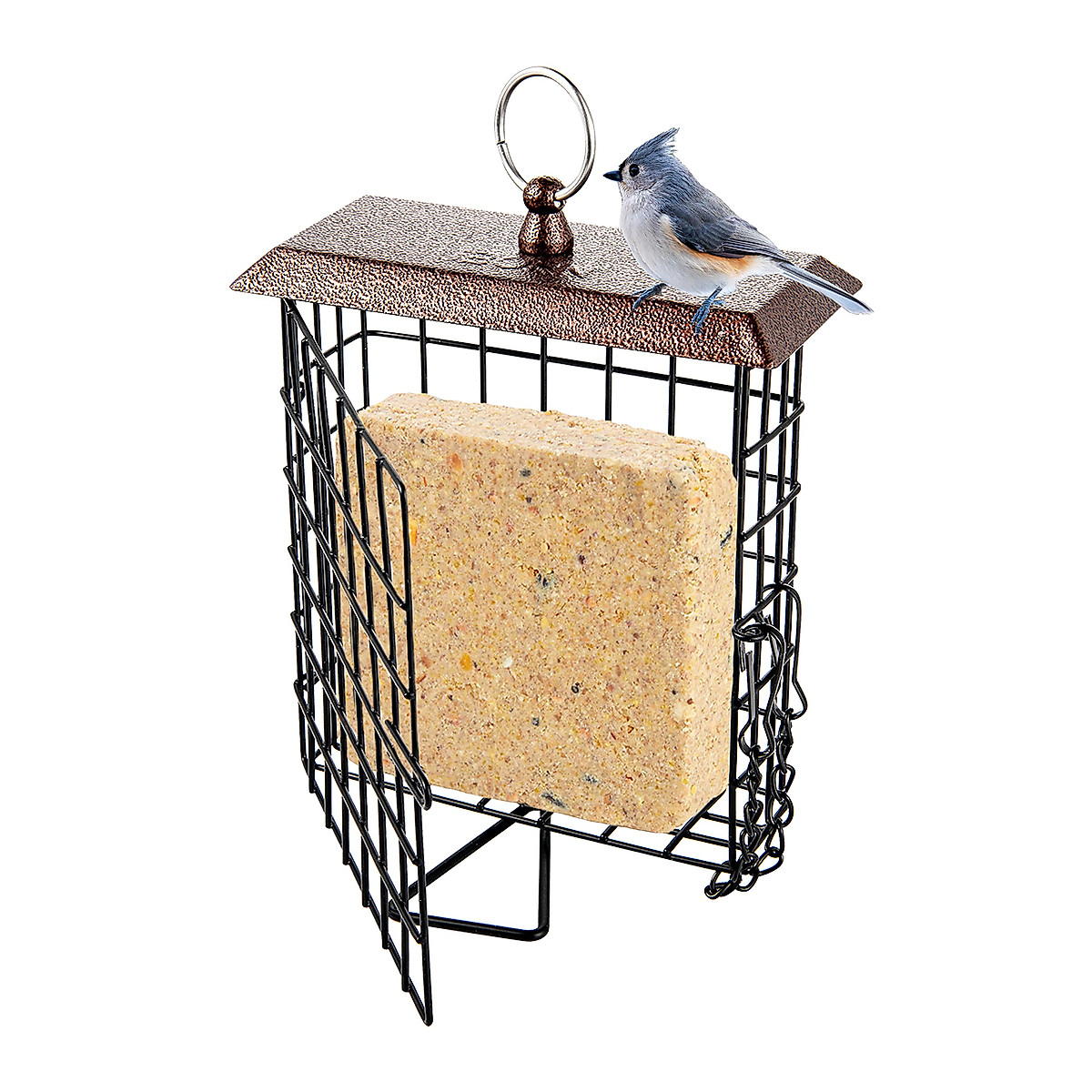 iBorn Suet Feeder Suet Bird Feeders for Outside Hanging,Squirrel Proof Suet Cakes Bird Feeder for Wild Birds,Metal Brown(Pack of 1)