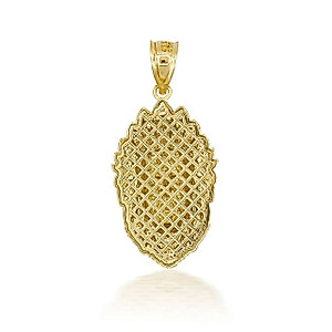 Sideways Crosses Elegant 10k Yellow Gold Native American Chief Head Pendant