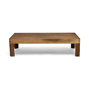 Christopher Knight Home Alice Outdoor 5 Piece Acacia Wood Sofa Set, Teak Finish, Beige