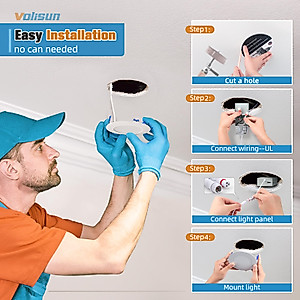 VOLISUN 24 Pack 4 inch Recessed Lighting, 5CCT LED Recessed Light with Junction Box, 2700K-5000K Selectable, 9.5W Eqv 80W, 810LM Dimmable Canless Wafer Downlight, LED Ceiling Light ETL Certificated