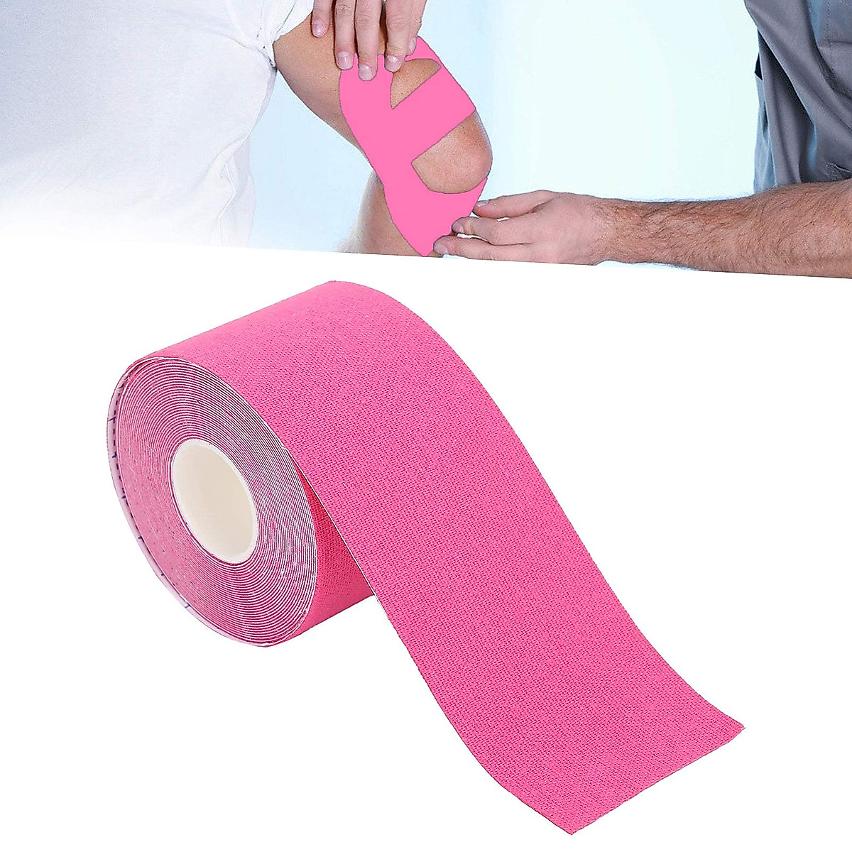 Kinesiology Tape, Waterproof Sports K Tape Roll Kinetic Tape for Muscles & Joints, Pain Relief and Injury Recovery, 5cm X 5m(Pink)