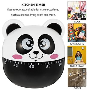 Panda Mechanical Kitchen Timer, Panda Mechanical Timer Cute Panda Timer for Kids, 60 Minutes Manual Countdown Timer Home, Study and Work Timer Reminder Cooking Animal Cooking Timer (Black)