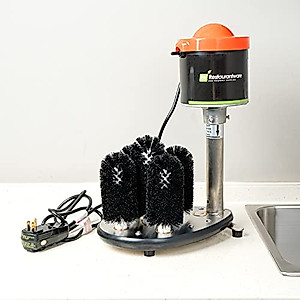 Restaurantware Clean Tek Professional 5-Brush Electric Glass Washer 1 Heavy-Duty Bar Washer - Upright For Bar Or Kitchen Stainless Steel Automatic Glass Washer 115V 1.3 HP NEMA 5-15P Plug