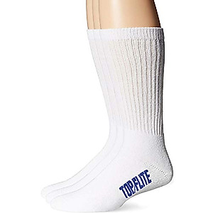 Top Flite mens Sport Full Cushion Crew 3 Pair Pack Socks, White, Shoe Size 9-13 US