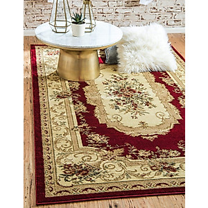 Unique Loom Versailles Collection Traditional Classic Floral Motif Area Rug (6' 0 x 9' 0 Rectangular, Burgundy/ Ivory)