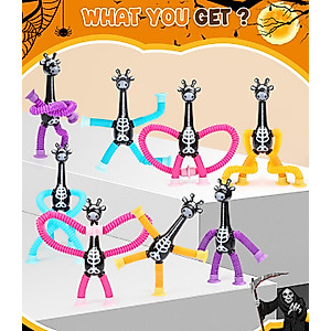 Halloween Party Favors for Kids 4 Pack Telescopic Suction Cup Giraffe Toy Sensory Tubes Classroom Prizes/Non Candy Halloween Treats Goodie Bag Fillers Gifts