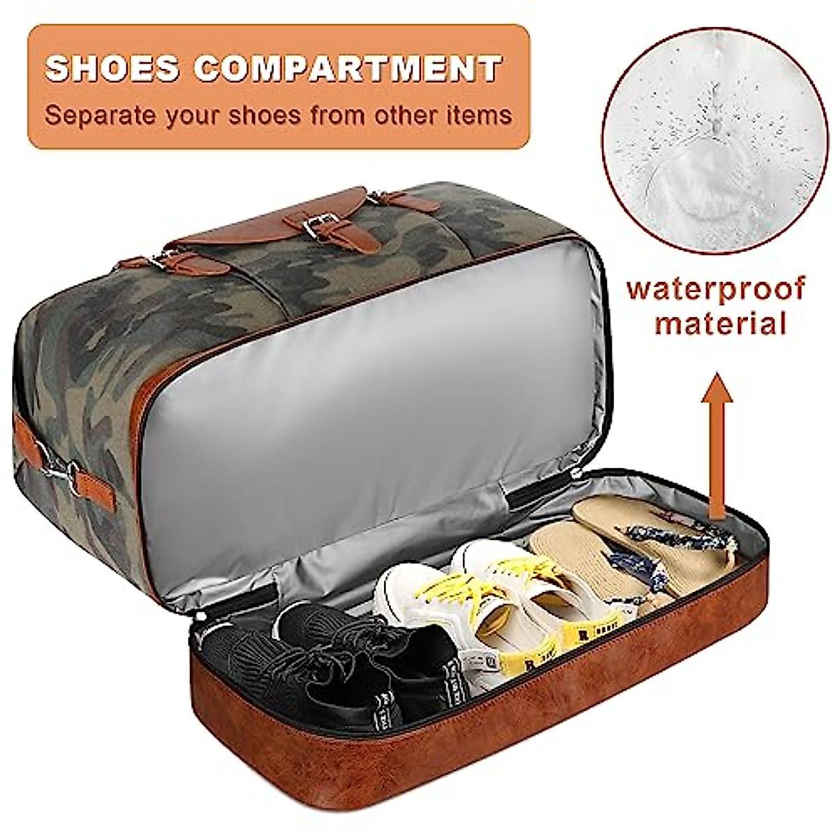 Travel Weekender Overnight Bags for Women - Large Weekender Bag with Waterproof Shoes Compartment Toiletry Bag Carry On Duffel Bag for Women Men 3Pcs Set