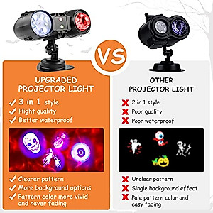 3 in 1 Halloween Christmas Projector Light, Waterproof Outdoor Projector Spotlights Landscape LED Lights with Dynamic Patterns Water Ripple Red and Green Dot for Party Yard Garden Decorations