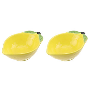 Hemoton 2pcs Ceramic Appetizer Plate Lemon Plate Dessert Plate Salad Pasta Bowls Food Serving Tray Ceramic Dessert Bowl Fruit Dish Food Platter for Snacks Fruit Salad
