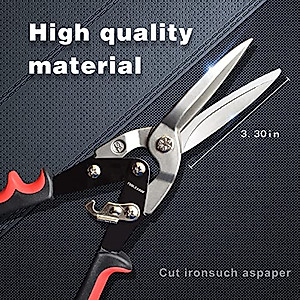 TOOLEAGUE Aviation Tin Snips for Cutting Metal Sheet Tin Cutting Shears with Forged Blade, Heavy Duty Metal Cutter Long Straight Cut 12 inches Metal Shears