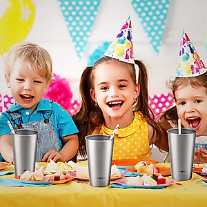 HAUSHOF Pint Cup, 20 oz Stainless Steel Cups, Stackable Metal Drinking Cups, Stacking Beer Pint Cups for Home, Party, Camping, Outdoor, Unbreakable, 4 Pack