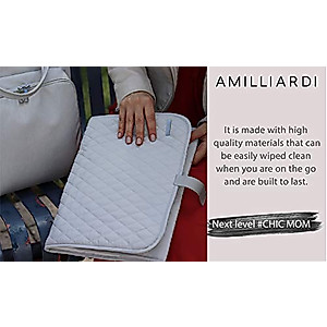 Portable Diaper Changing Pad Stylish & Chic by AMILLIARDI for Travel w/Baby, Infant & Newborn, Changing Mat Portable (Grey)