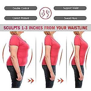 YIANNA Latex Waist Trainer for Women Tummy Control Jsculpt Double Sweat Trimmer Belt Workout Training Sport Girdle, YA2225-Black-S