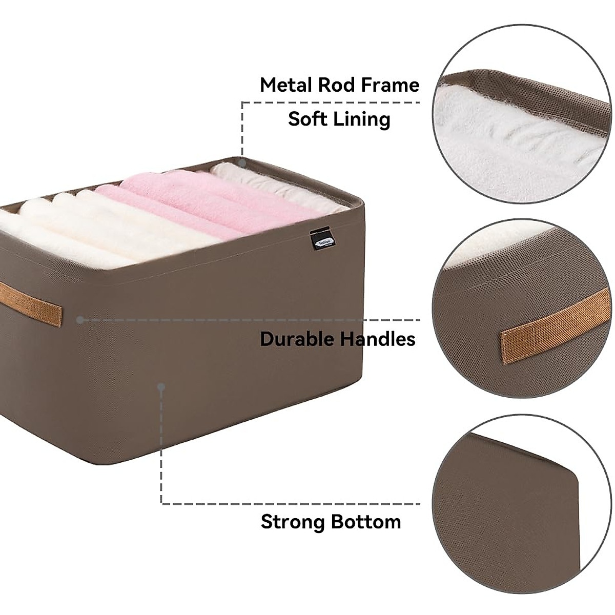 ZXRMY Large Fabric Storage Baskets with Handles 4 Pack Collapsible Storage Bins for Shelves Organizing 16 X 11 X 9.8'' Canvas Basket for Closet Organization