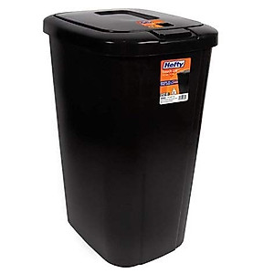 Hefty Touch-Lid 13.3-Gallon Trash Can, Black, Holds 13.3 Gallons and 50 Liters