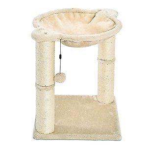 Amazon Basics Cat Tower with Hammock and Scratching Posts for Indoor Cats, 15.8 x 15.8 x 19.7 Inches, Beige