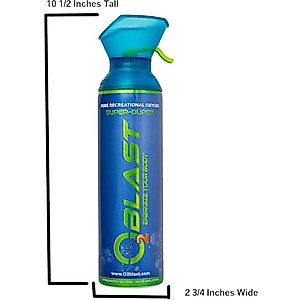 O2 Blast, Pure Oxygen Supplement, 10L Portable Can with Custom Breathing Mask for Respiratory Support, Elevate Oxygen Levels, Speed Recovery Time, Perfect for High Altitude & Sports Recovery (12-Pack)