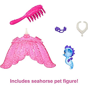 Barbie Mermaid Power Doll, "Malibu" with Seahorse Pet and Accessories, Mermaid Toys with Interchangeable Fins