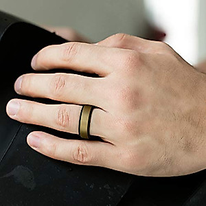 ROQSilicone Wedding Ring for Men - Comfort Fit, Breathable, 8mm Wide - Black, Silver, Bronze, Size 1